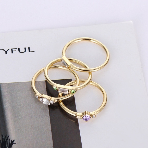 Jewelry | 4piece Gold Gemstone Fashion Ring Set Bundle | Poshmark